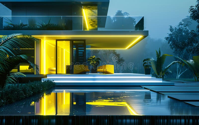 Contemporary Olive Green One-Floor Home -Generative Ai Stock Image ...