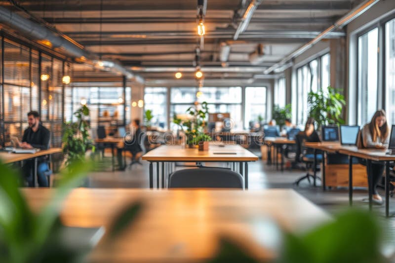 Contemporary Open Plan Office Design Featuring Blurred Business ...