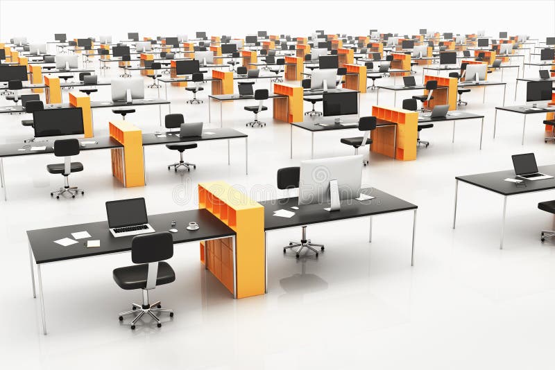 Contemporary Open Space Design. 3 D Render Stock Illustration ...