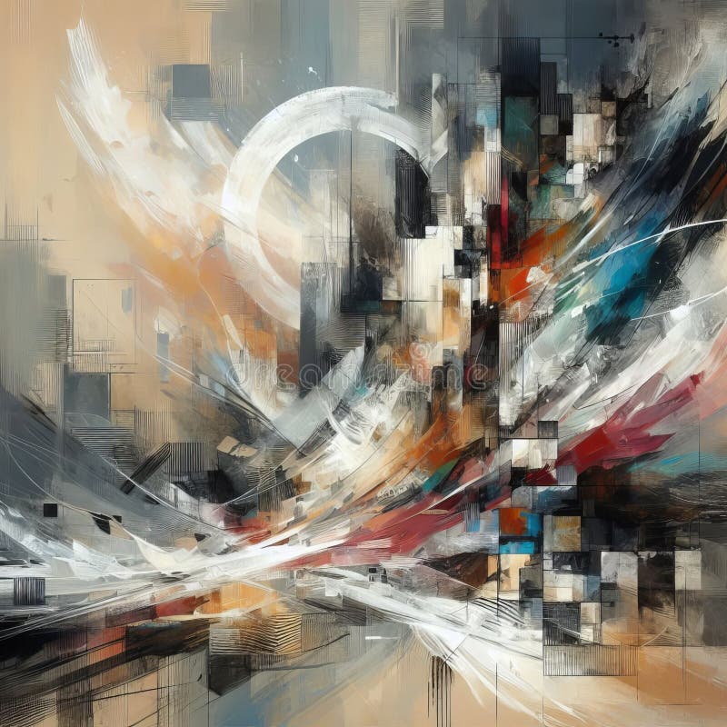 23 86. a Contemporary Painting with a Focs on Texture and Compo Stock ...