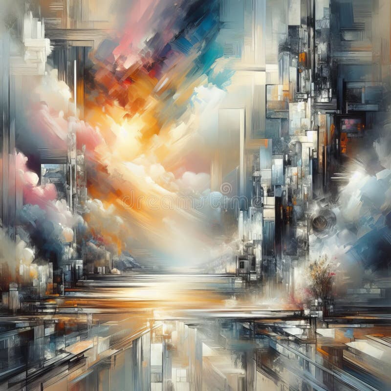 27 86. a Contemporary Painting with a Focs on Texture and Compo Stock ...