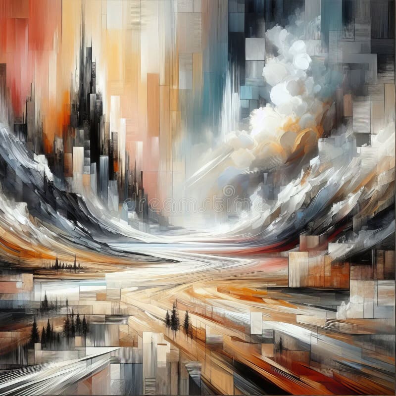 29 86. a Contemporary Painting with a Focs on Texture and Compo Stock ...