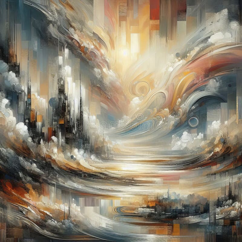 31 86. a Contemporary Painting with a Focs on Texture and Compo Stock ...