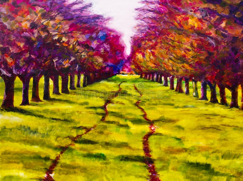 Contemporary Painting Path Line Trees Stock Illustrations – 14 ...
