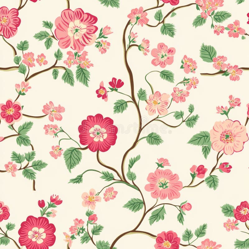 A Contemporary Pattern with Basic Abstract Flowers in Vintage Colors ...