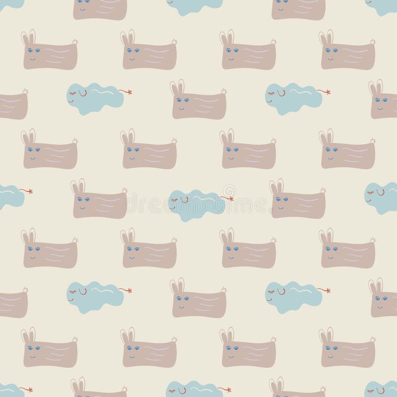 Contemporary Pattern with Funny Animal Elements. Vector Seamless ...