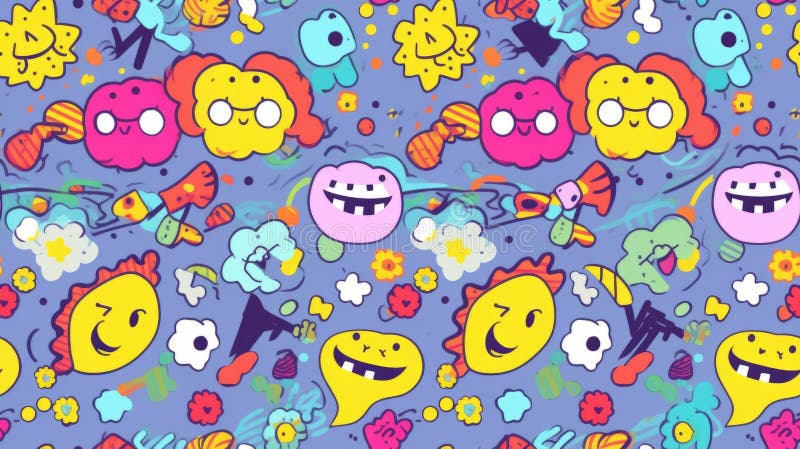 Contemporary Pattern with Funny Comic Smile. Trendy Pattern for ...