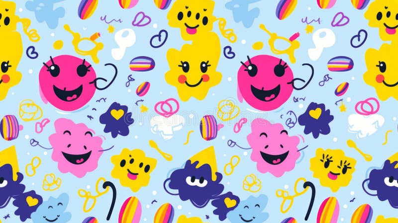 Contemporary Pattern with Funny Comic Smile. Trendy Pattern for ...