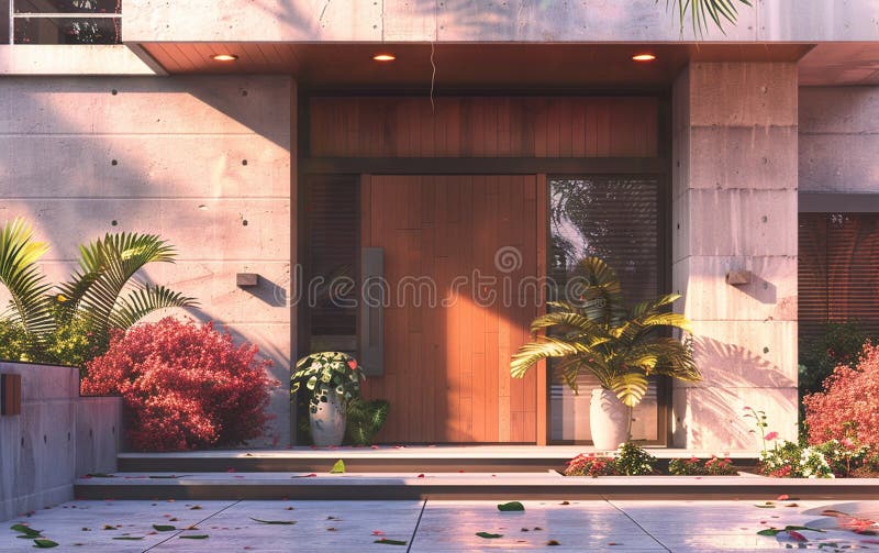 Contemporary Peach House on One Floor -Generative Ai Stock Image ...