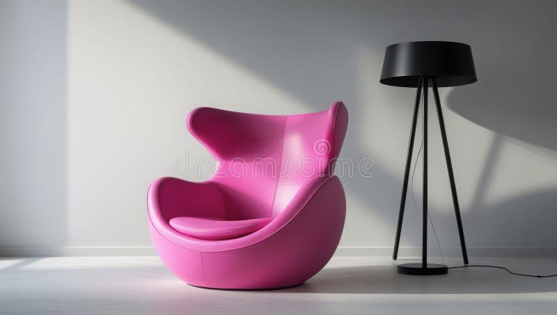 Contemporary Pink Chair with Cushion in Room Corner Stock Illustration ...