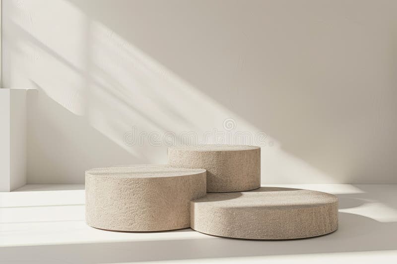 A Contemporary Podium Setup with Round Platforms of Different Heights ...