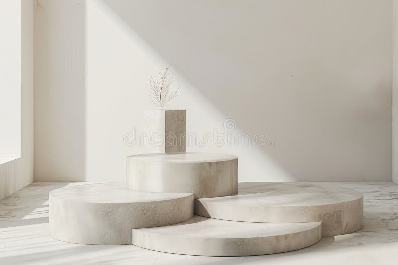 A Contemporary Podium Setup with Round Platforms of Different Heights ...