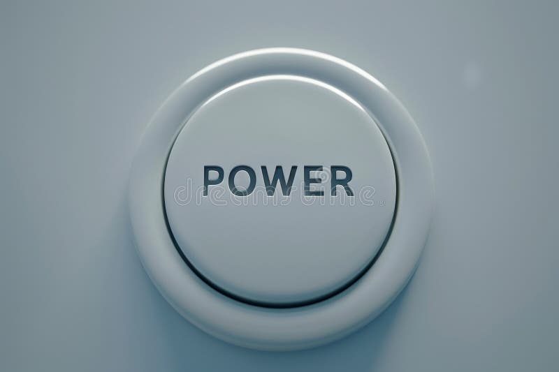 Contemporary Power Button with Prominent Power Text Isolated on a ...