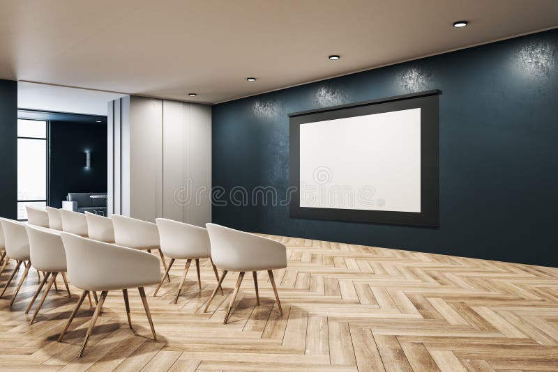 Contemporary Presentation Room with Blank Screen Stock Illustration ...