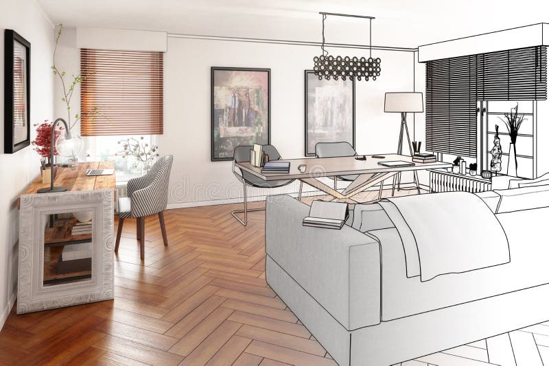 Contemporary Private Office Draft Stock Illustration - Illustration of ...