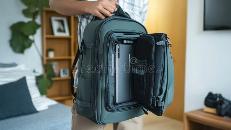 Modern Businessman with Stylish Backpack at Work Stock Illustration ...