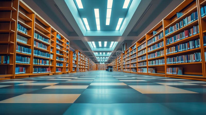 Contemporary Public Library Interior. Resplendent. Stock Photo - Image ...