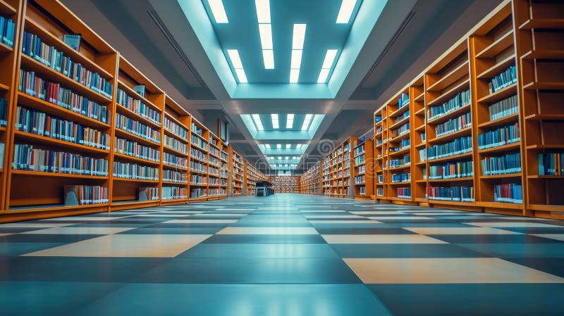 Contemporary Public Library Interior. Resplendent. Stock Image - Image ...