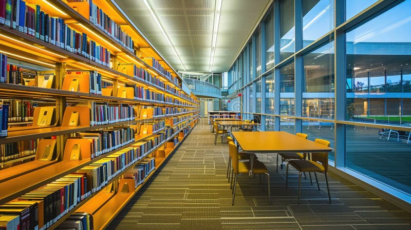 Contemporary Public Library Interior. Resplendent. Stock Photo - Image ...