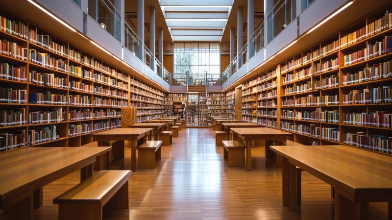Contemporary Public Library Interior. Resplendent. Stock Photo - Image ...