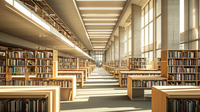 Contemporary Public Library Interior. Resplendent. Stock Image - Image ...