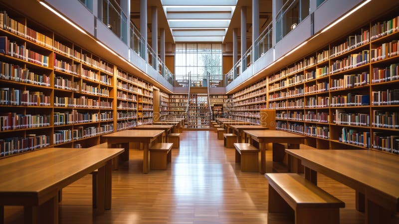 Contemporary Public Library Interior. Resplendent. Stock Photo - Image ...