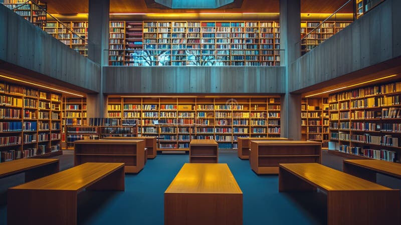 Contemporary Public Library Interior. Resplendent. Stock Photo - Image ...