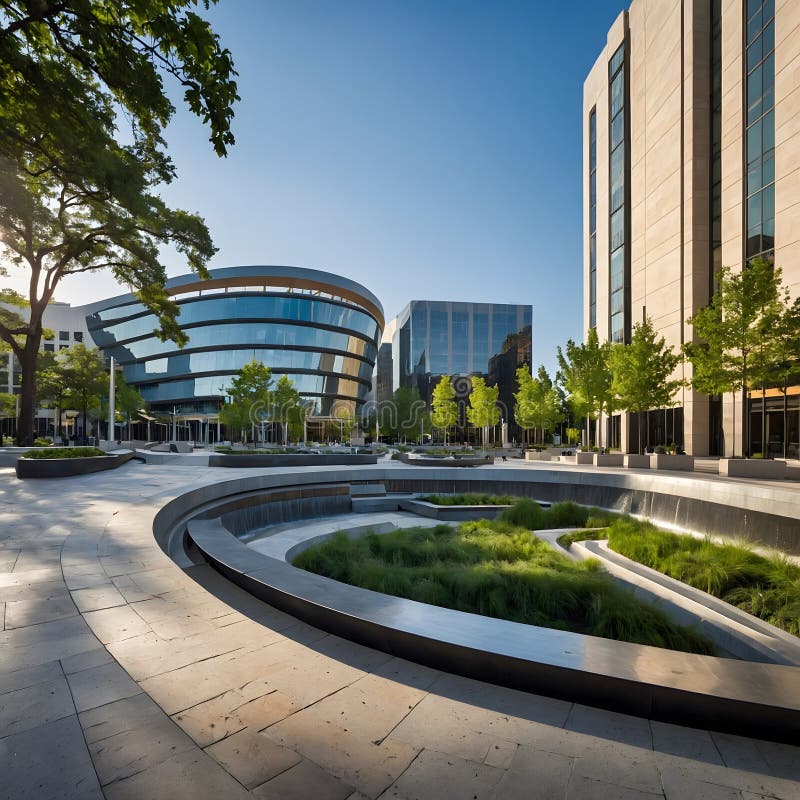 Contemporary Public Plaza Featuring Sculptural Elements and Engaging ...