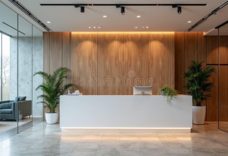 Contemporary Reception Area in a Corporate Office Setting Stock ...