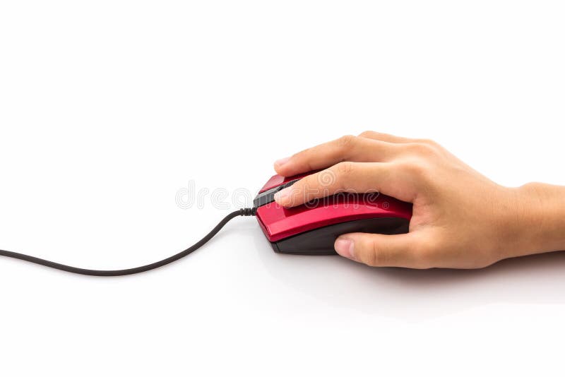 Contemporary Red with Black Computer Mouse in Hand . Stock Image ...