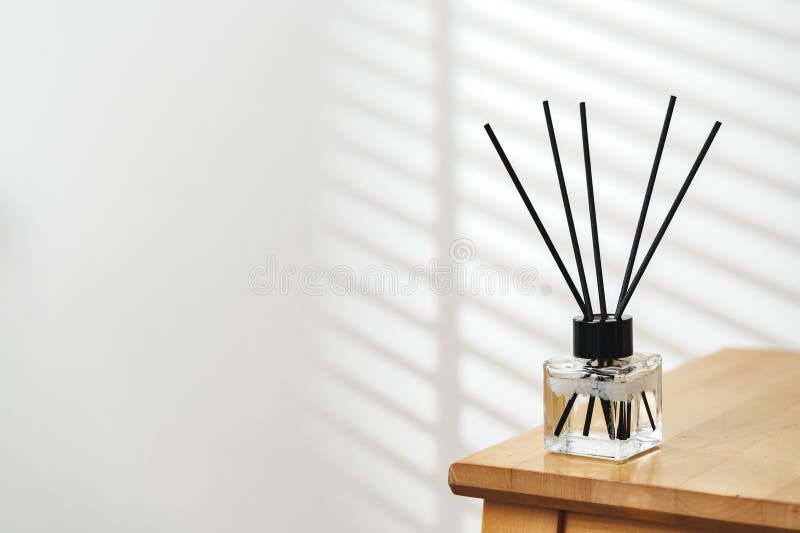 Modern Reed Diffuser on Wooden Table in Minimalist Interior during ...