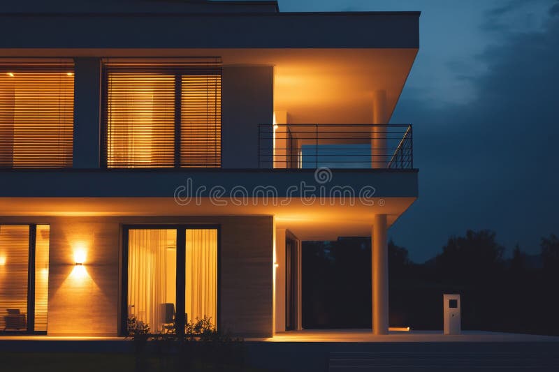 This Contemporary Residence Features Illuminated Windows and Doors at ...