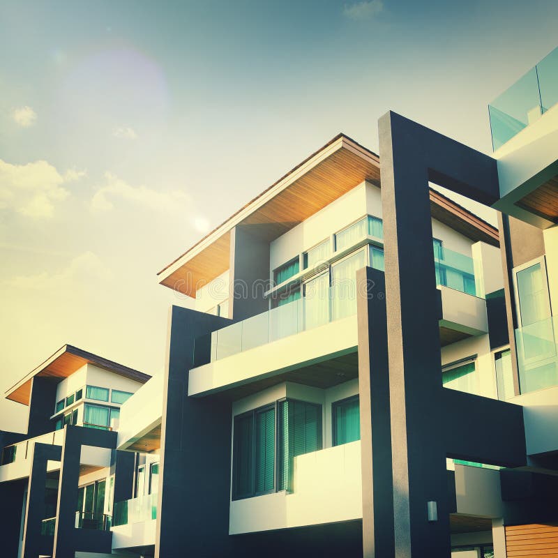 Contemporary Residential Building Exterior Concept Stock Photo - Image ...