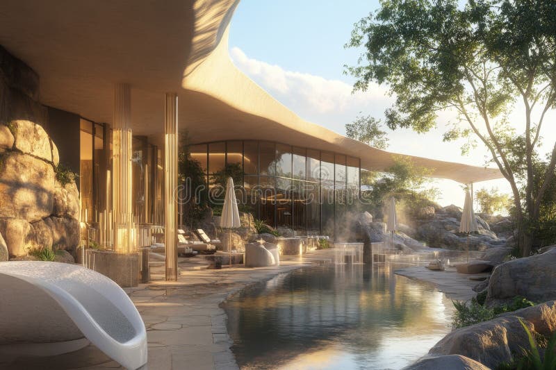 Contemporary Resort with Natural Rock Features and Tranquil Pool at ...