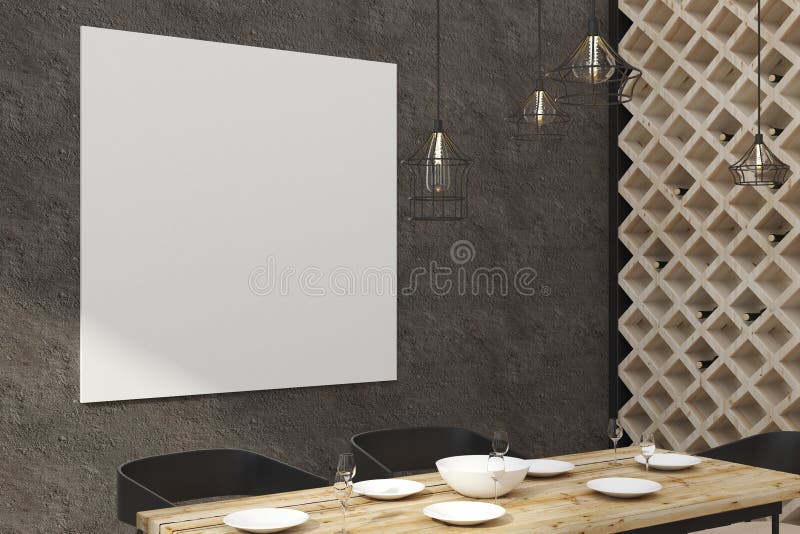 Contemporary Restaurant with Empty Banner Stock Illustration ...