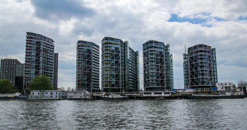Contemporary Riverside Real Estate Development in West London Stock ...