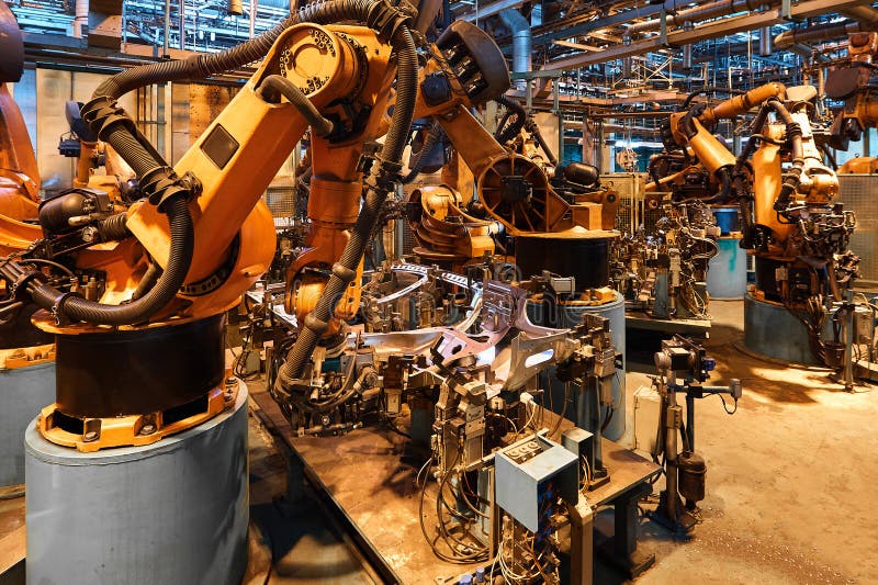 Contemporary Robotic Welding Machines in Plant Workshop Stock Image ...