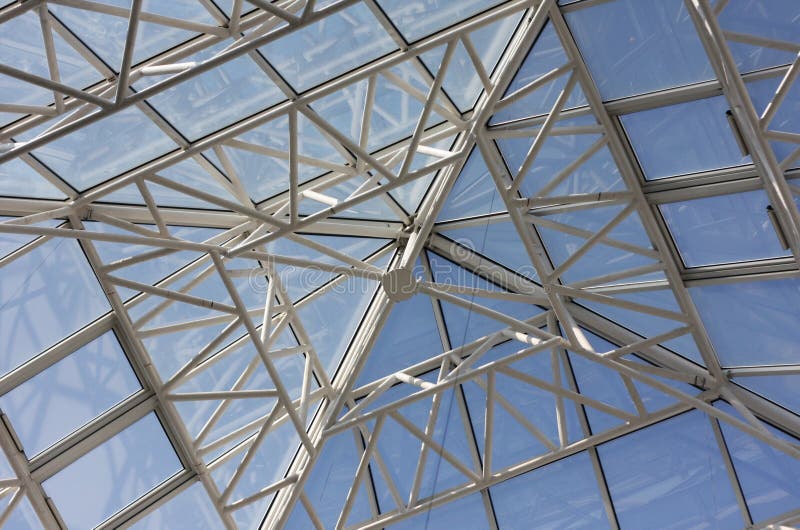 Contemporary Roof Structure With Glass Stock Image - Image of hall ...