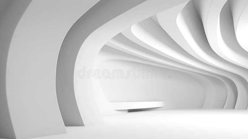 Contemporary Room with White Curved Walls. AI-generated Stock ...