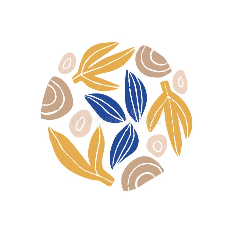 Contemporary Round Composition Hand Drawn Vector Illustration. Colorful ...