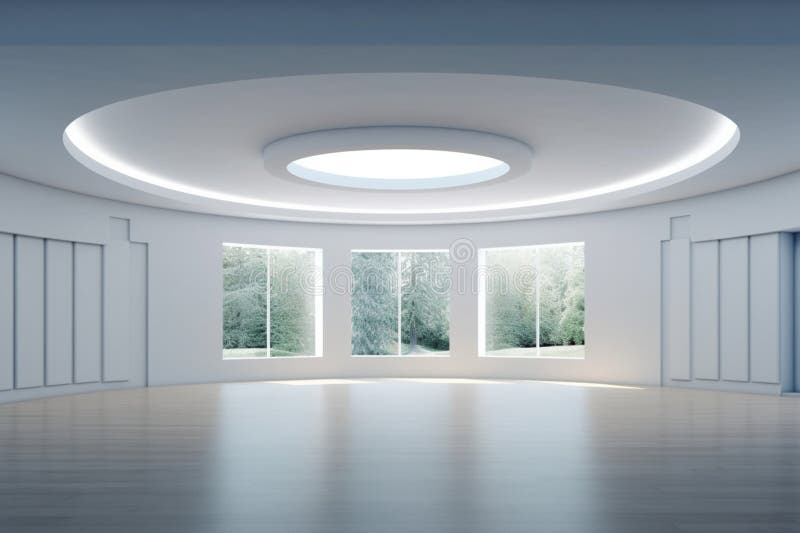 Contemporary Round-shaped Room with a Minimalist and Empty Interior ...