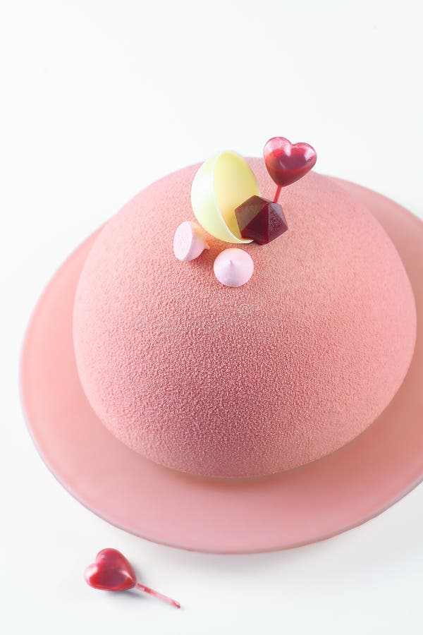 Contemporary Ruby Chocolate Dome Mousse Cake Stock Image - Image of ...