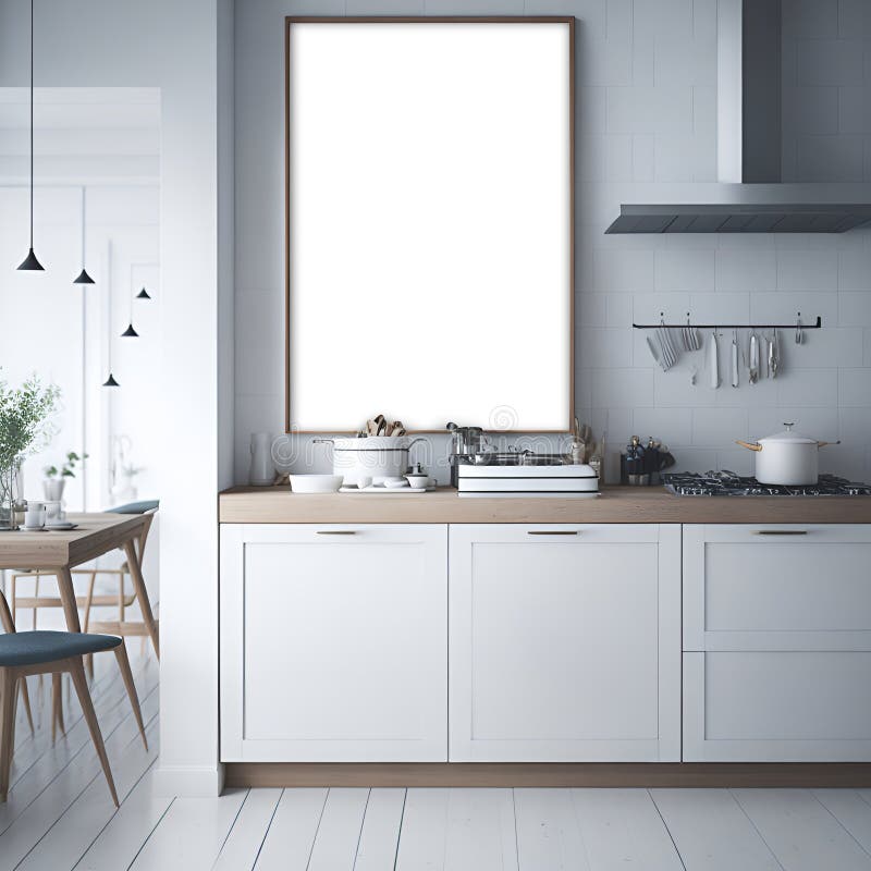 Contemporary Scandinavian: Mockup Frame in Kitchen Setting Stock ...