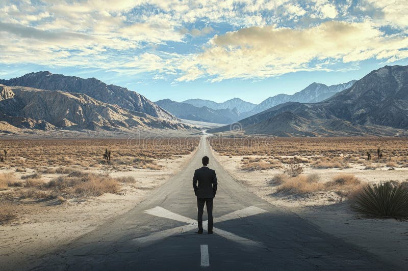 A Contemporary Scene of a Man at a Fork in the Road, Symbolizing the ...