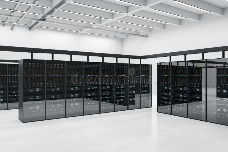 Contemporary Server Room Interior. Datacenter, Security and Database ...