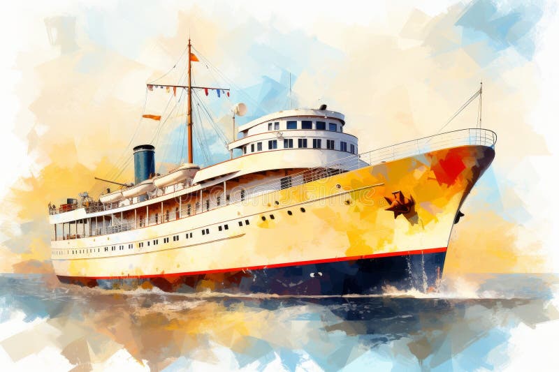 Contemporary Ship Design on a Dotted Background, Isolated with a Clean ...