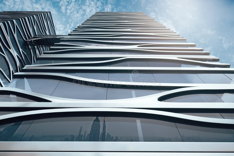 Contemporary Skyscraper on Sky Background Closeup Stock Illustration ...