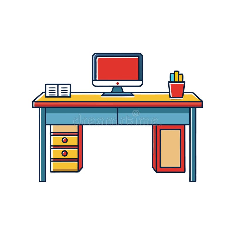 Contemporary Smart Desk for Efficient Work Stock Illustration ...
