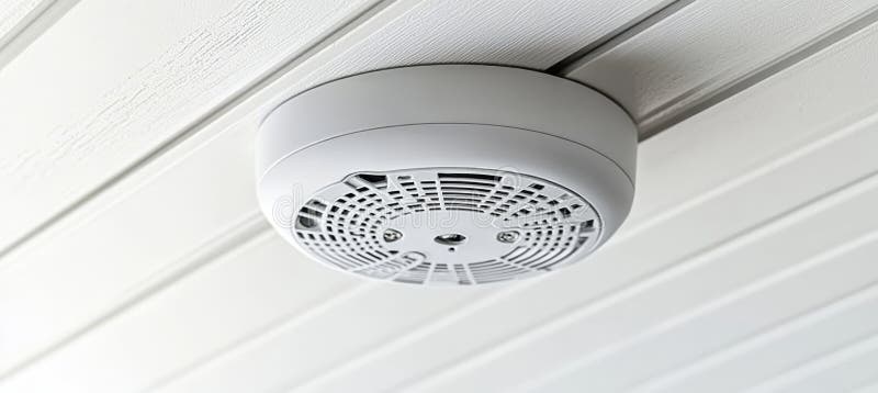 Contemporary Smoke Detector Mounted on White Ceiling Essential Home ...