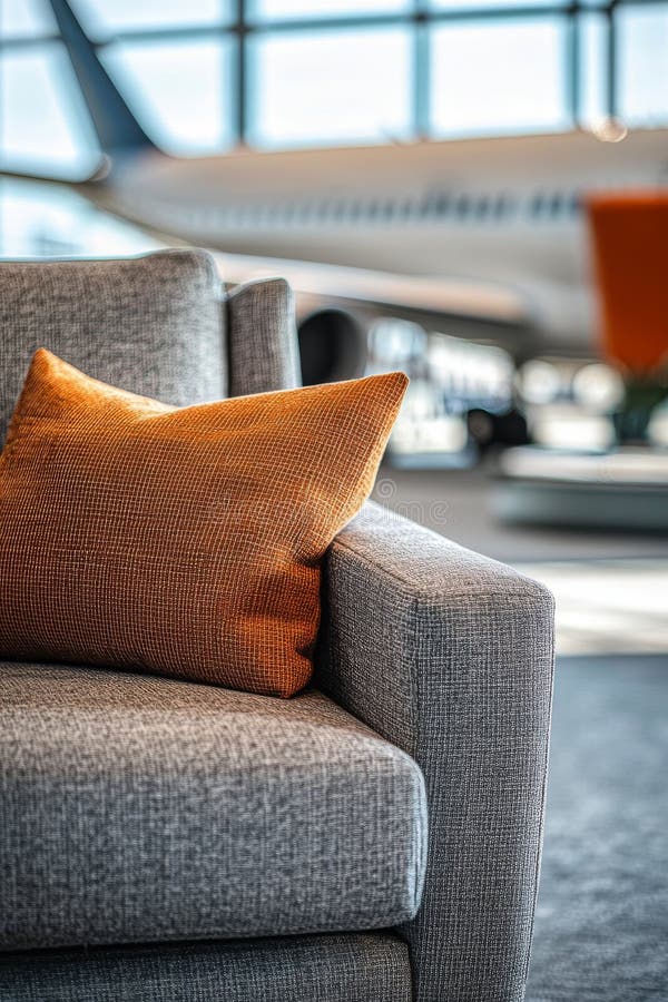 A Contemporary Sofa with Plush Pillows and Greenery Create a Stylish Waiting Area, while a Sleek ...